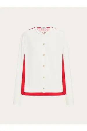 FERRAGAMO Feather Show Print Crew-neck Cardigan - Red