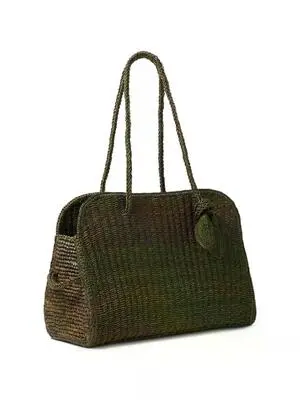 Jacquemus Raffia Shoulder Bag With Knotted Detail - Green