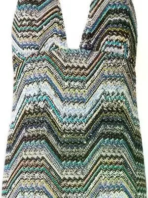 Missoni Sequin-embellished Zigzag-knit Halterneck Mini Dress