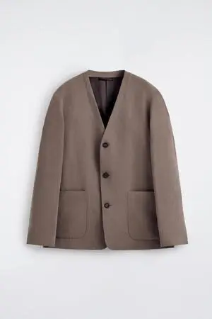 Cos Collarless Linen-blend Blazer
