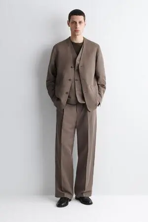 Cos Collarless Linen-blend Blazer
