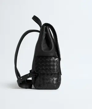 Bottega Veneta Intrecciato Leather Backpack - Black