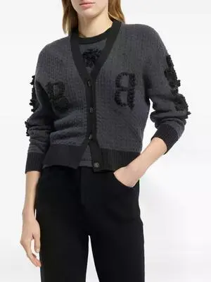 BARRIE B-logo Cashmere Cardigan - Grey