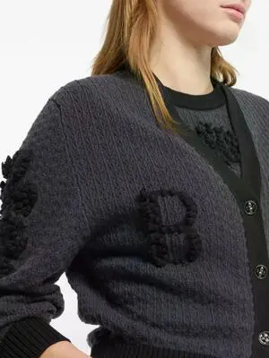 BARRIE B-logo Cashmere Cardigan - Grey