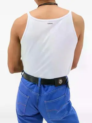 Versace Embroidered Cotton-jersey Tank Top - White