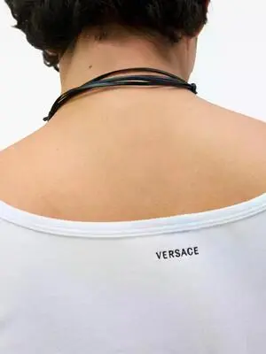 Versace Embroidered Cotton-jersey Tank Top - White
