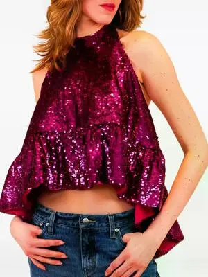Azeeza Sequin-embellished Top - Pink