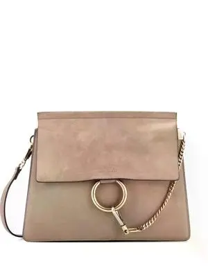 Chloé Faye Leather And Suede Medium Shoulder Bag - Neutrals