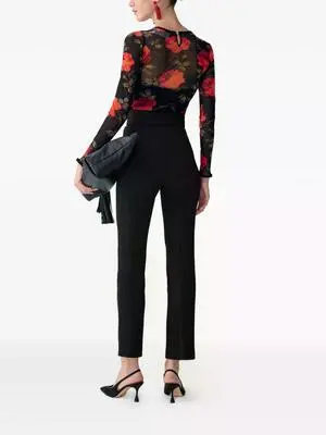 Carolina Herrera Rose-print Mesh Top - Black