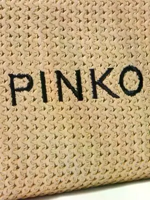 Pinko Raffia Mini Bag With Embroidered Logo