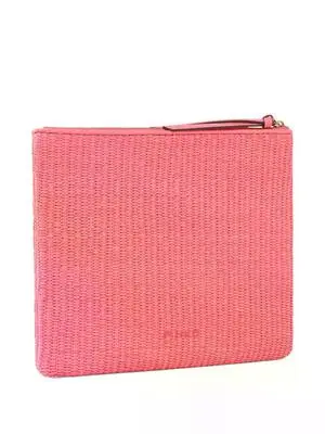 Pinko Raffia Clutch With Love Birds Logo - Pink