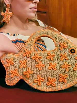 SIMONMILLER Puka Flower-appliqué Fish Tote - Neutrals