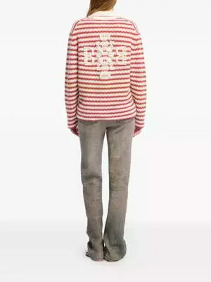 BARRIE Striped Cashmere Polo Shirt - Red