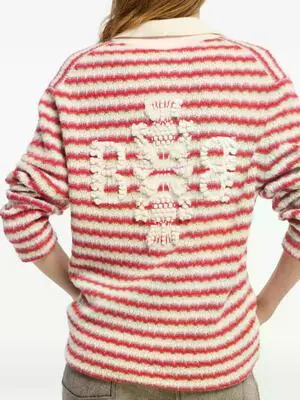 BARRIE Striped Cashmere Polo Shirt - Red