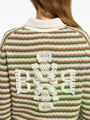 BARRIE Lace Cashmere Polo Top - Neutrals