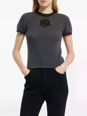 BARRIE B-logo Cashmere Top - Grey