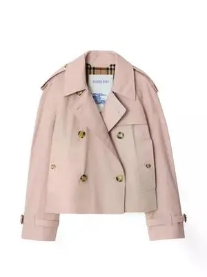 Burberry Cropped Tropical Gabardine Mayfair Trench Jacket - Pink
