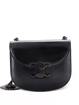 Celine Triomphe Besace Clea Chain Flap Bag - Black