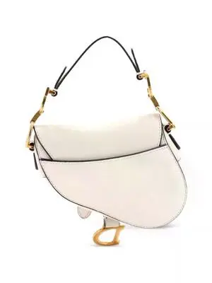 Dior Saddle Handbag With Strap Leather Micro Shoulder Bag - White