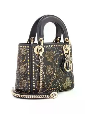 Dior Lady Mini Satchel Embroidered Chain Bag - Black