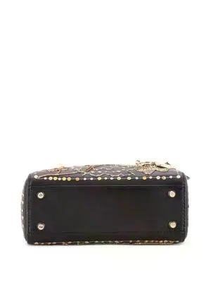 Dior Lady Mini Satchel Embroidered Chain Bag - Black