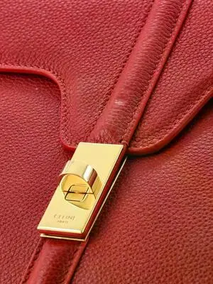 Celine 16 Top Handle Shoulder Bag Grained Calfskin Medium - Red