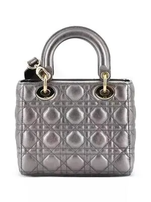 Dior My Abcdior Lady Metallic Cannage Quilt Leather Shoulder Bag - Grey