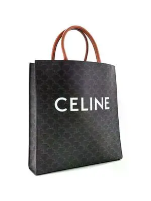 Celine Vertical Cabas Triomphe Coated Canvas Large Tote Bag - Brown