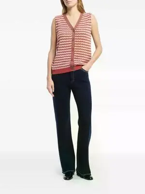 BARRIE Striped Cashmere Sleeveless Cardigan