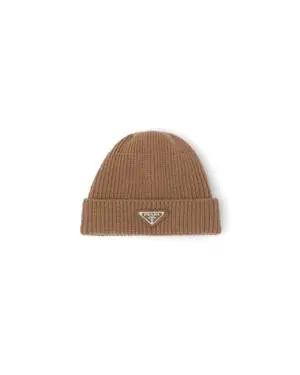 Prada Wool And Cashmere Beanie Brown