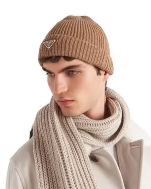 Prada Wool And Cashmere Beanie - Brown