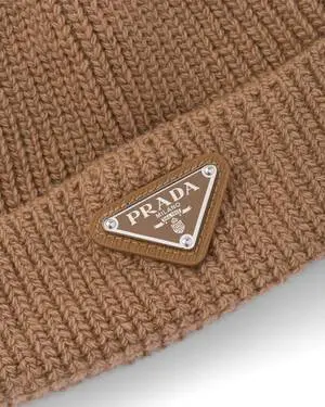 Prada Wool And Cashmere Beanie - Brown