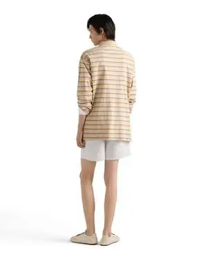 Prada Striped Cotton Piqué Polo Shirt - Neutral