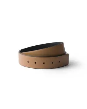 Prada Reversible Saffiano Leather Belt Strap - Brown