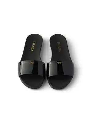 Prada Patent Leather Slides - Black