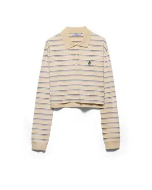 Prada Striped Piqué Polo Shirt