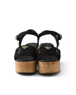 Prada Crochet Wedge Platform Sandals