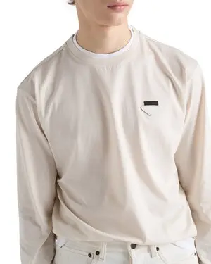 Prada Long-sleeved Cotton T-shirt - Neutral