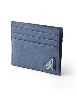 Prada Saffiano Leather Card Holder - Blue