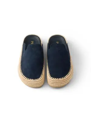 Prada Suede Mules - Blue