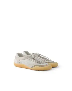 Prada Speedrock Leather And Mesh Sneakers - Neutral