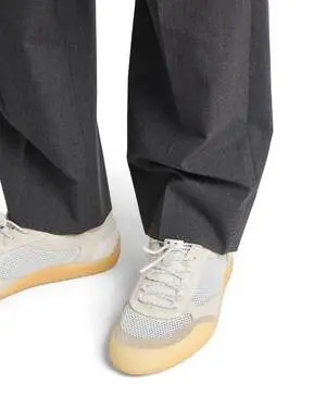 Prada Speedrock Leather And Mesh Sneakers - Neutral