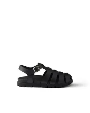 Prada Rubber Fisher Sandals - Black