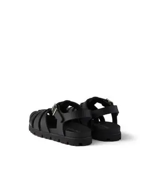 Prada Rubber Fisher Sandals - Black