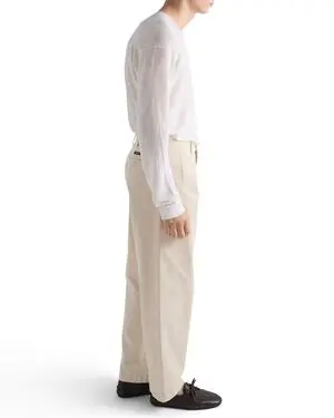 Prada Wide-leg Cotton Trousers - Neutral
