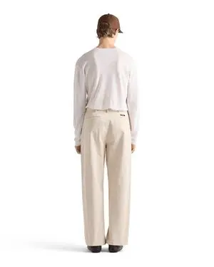 Prada Wide-leg Cotton Trousers - Neutral