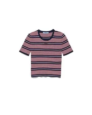 Prada Short-sleeved Striped Sweater - Blue