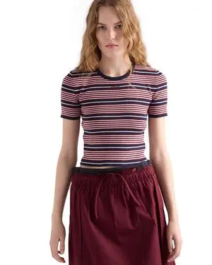 Prada Short-sleeved Striped Sweater - Blue