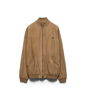 Prada Suede Bomber Jacket - Neutral