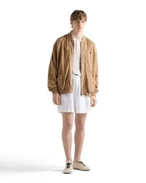 Prada Suede Bomber Jacket - Neutral